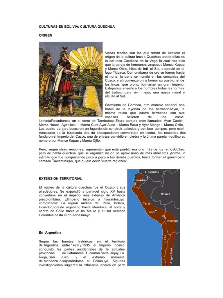 Culturas en Bolivia | Imperio Inca | Argentina