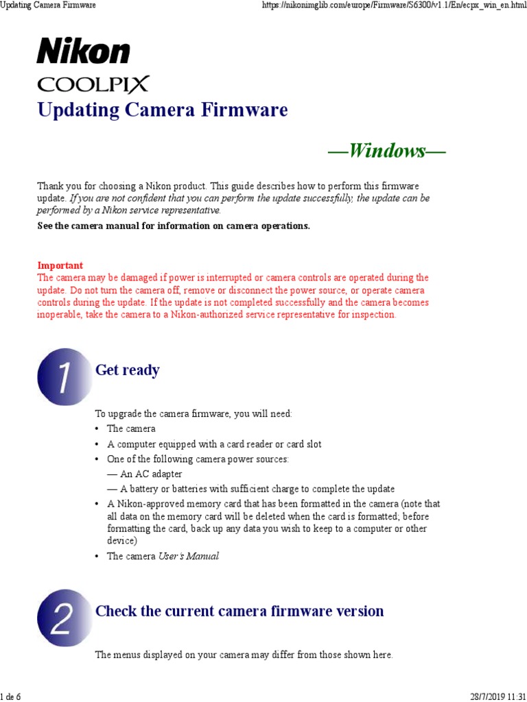 Nikon Camera Firmware Guide | PDF