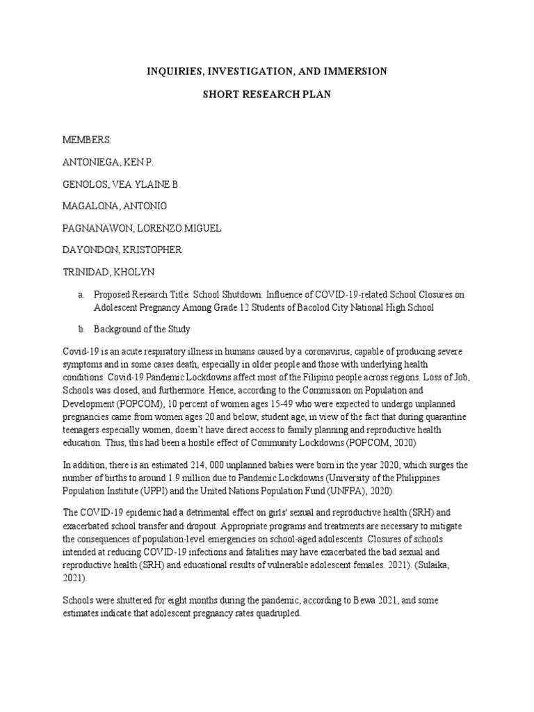 Group Activity 3is Short Research Plan | PDF