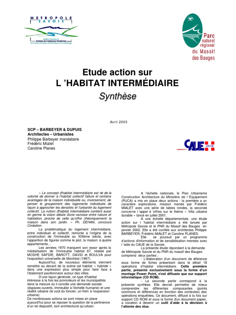 Definition Habitat Intermediaire | PDF