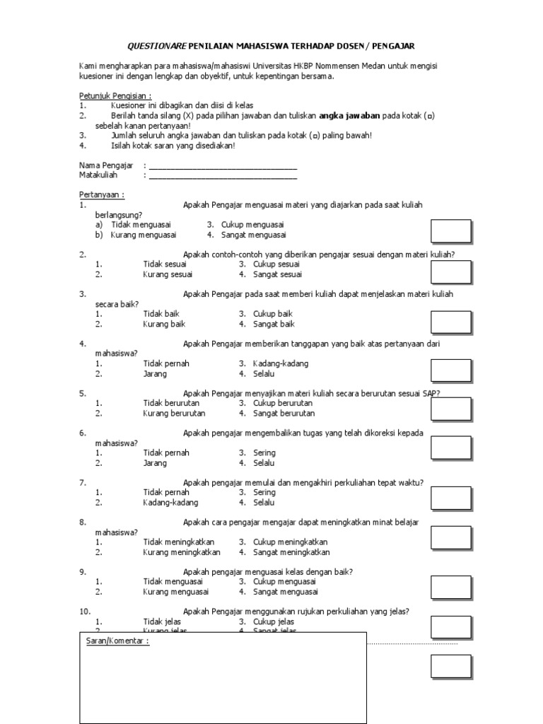 Kuisioner Tanggapan Mahasiswa | PDF | Karier & Perkembangan ...