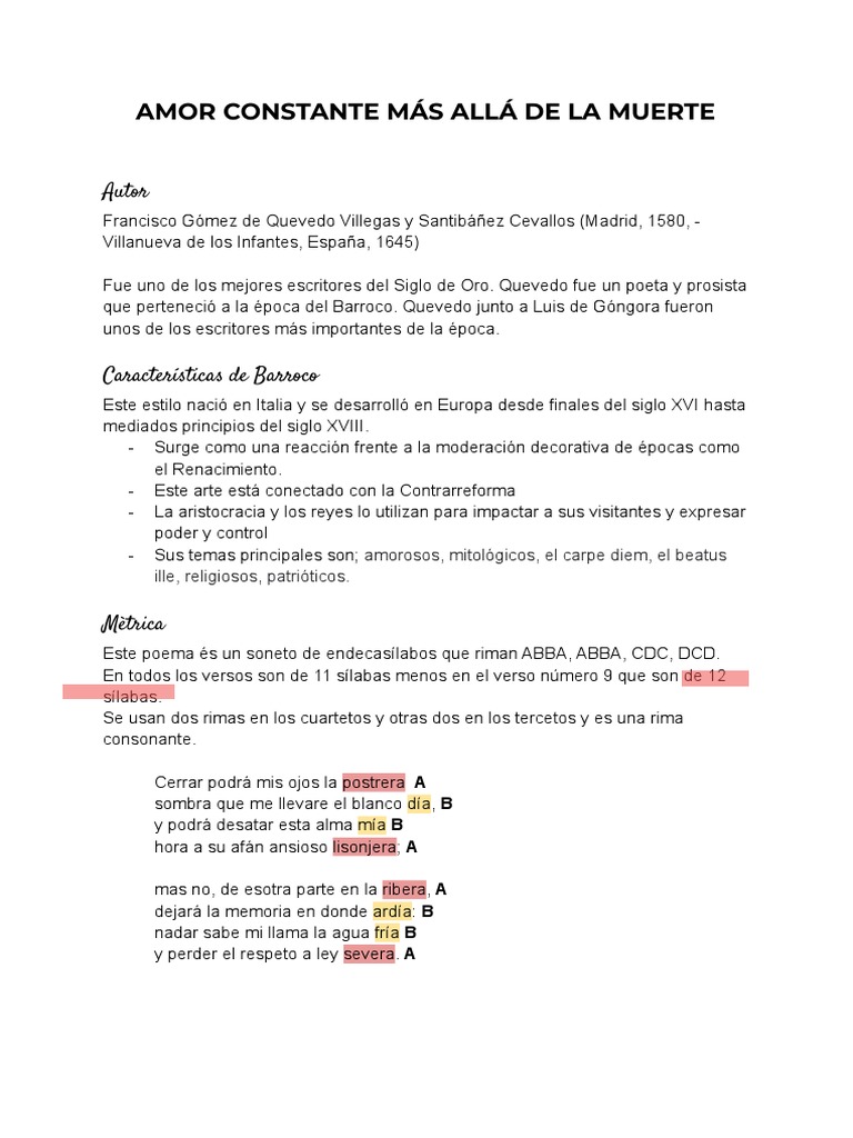 Amor Constante Más Allá de La Muerte: Autor | PDF