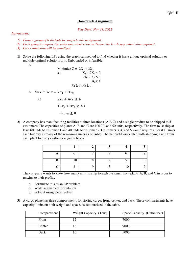 Operation Research - Linear Programming Assignment | PDF Operation Research - Linear Programming Assignment | PDF