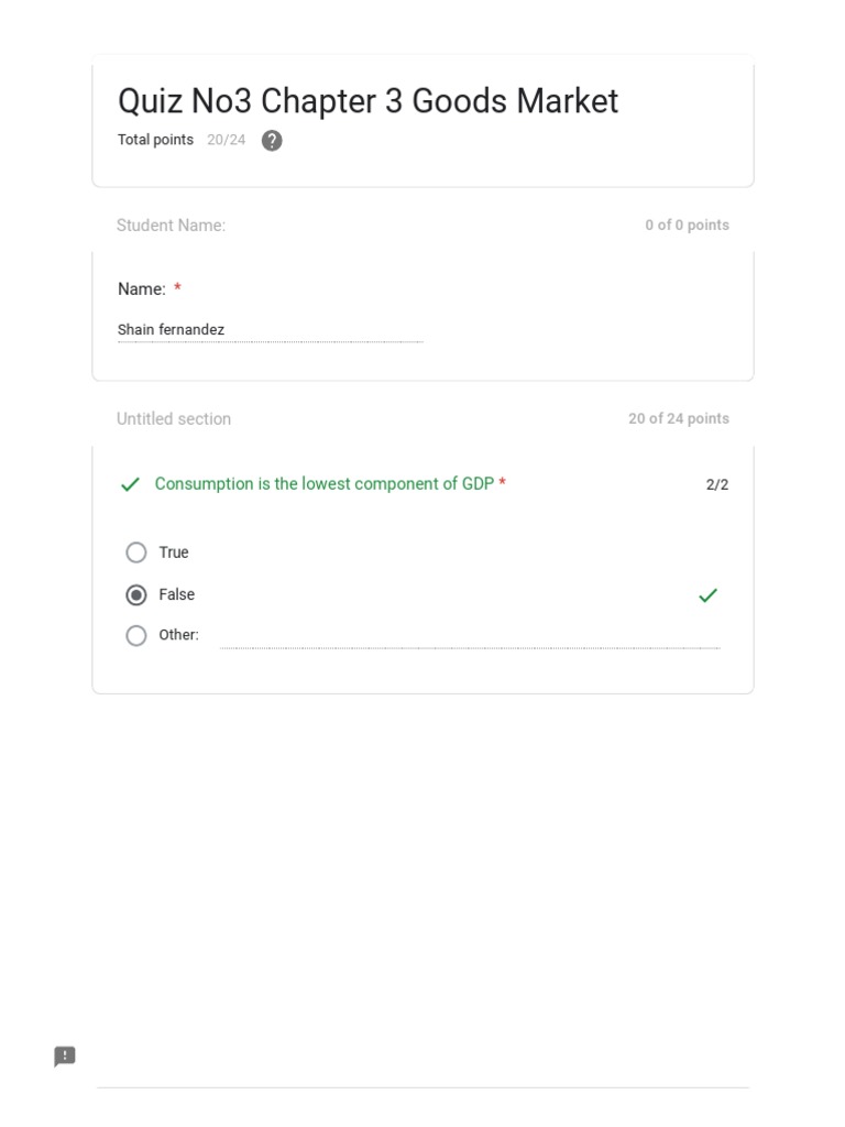 Quiz No3 Chapter 3 Goods Market | PDF | Consumption (Economics) | Saving