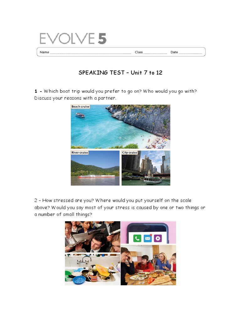 Speaking Test: Units 7-12 Overview | PDF | Self-Improvement | Wellness