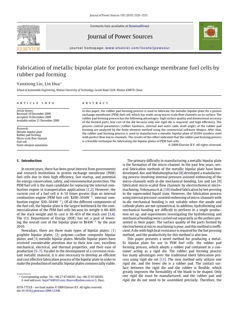 Fabrication of Metallic Bipolar Plate For Proton Exchange Membrane Fuel ...
