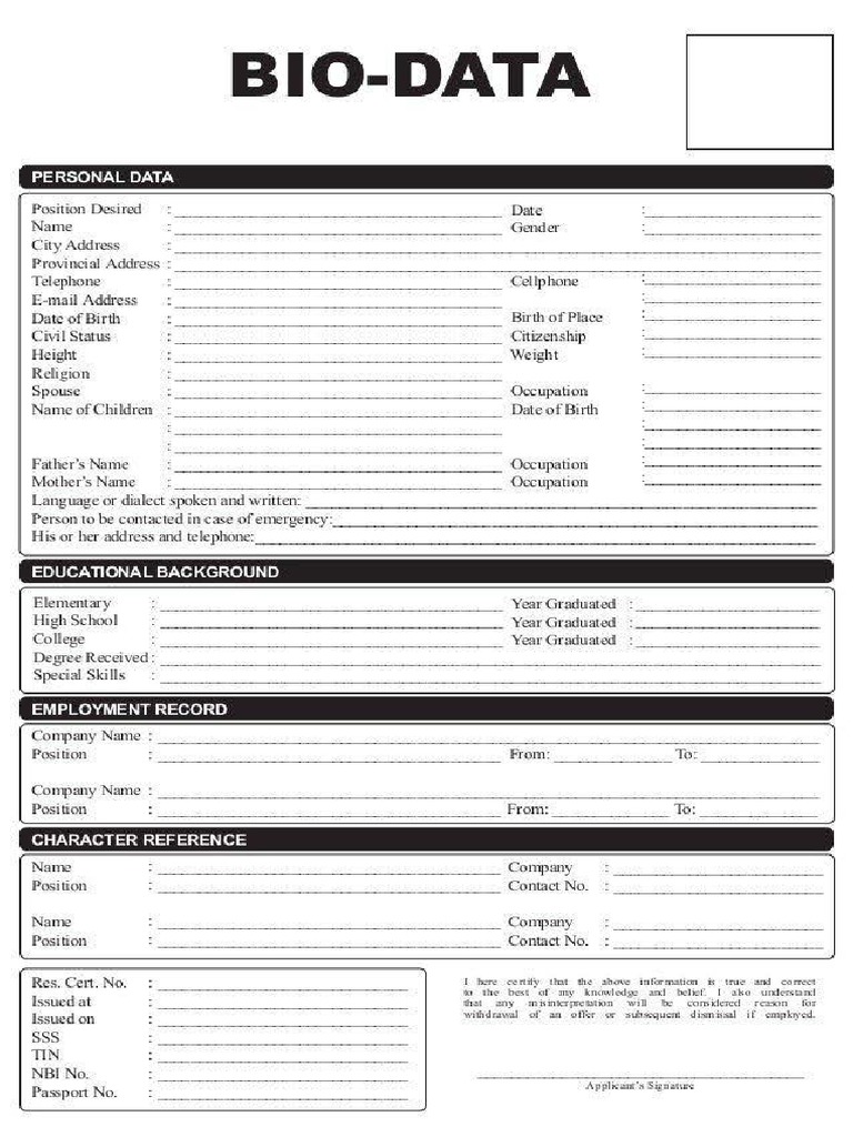 Bio Data Form PDF - Download Here _ Http___bit_ly_30qJI7n | PDF