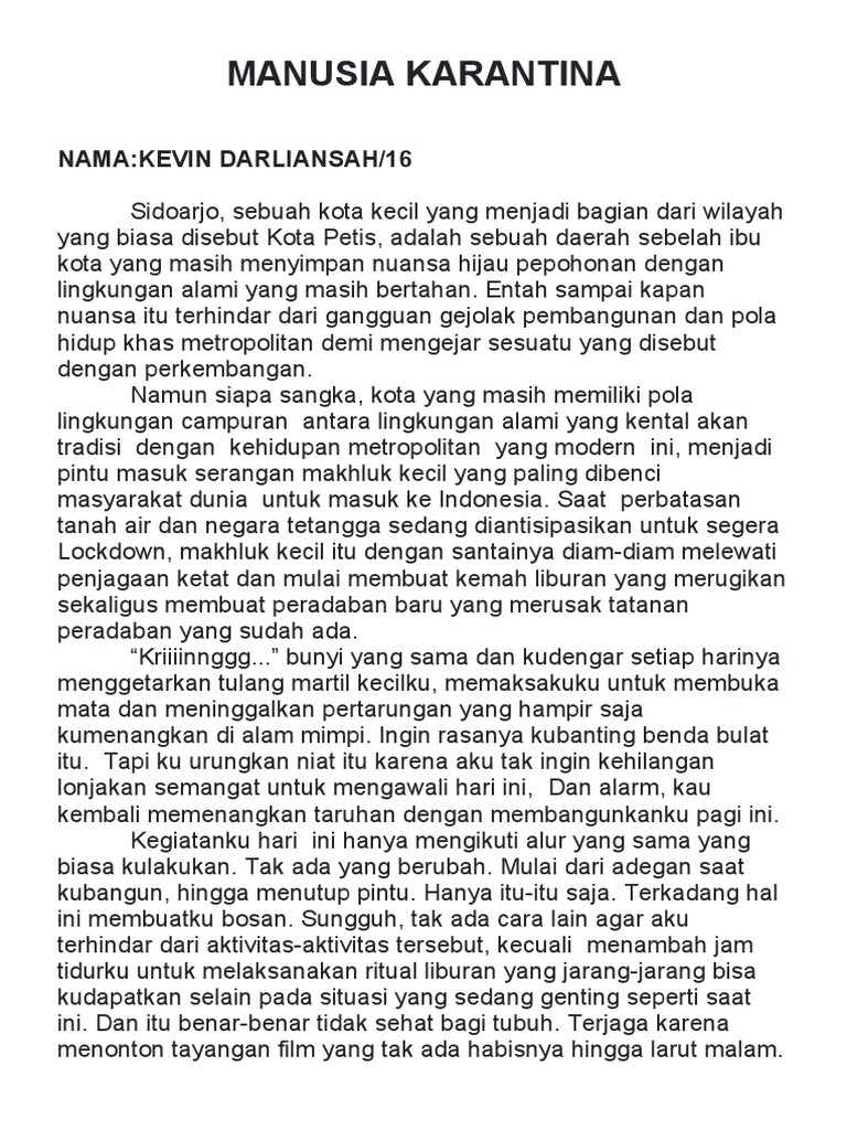 Cerpen Manusia Karantina | PDF | Pengembangan Diri