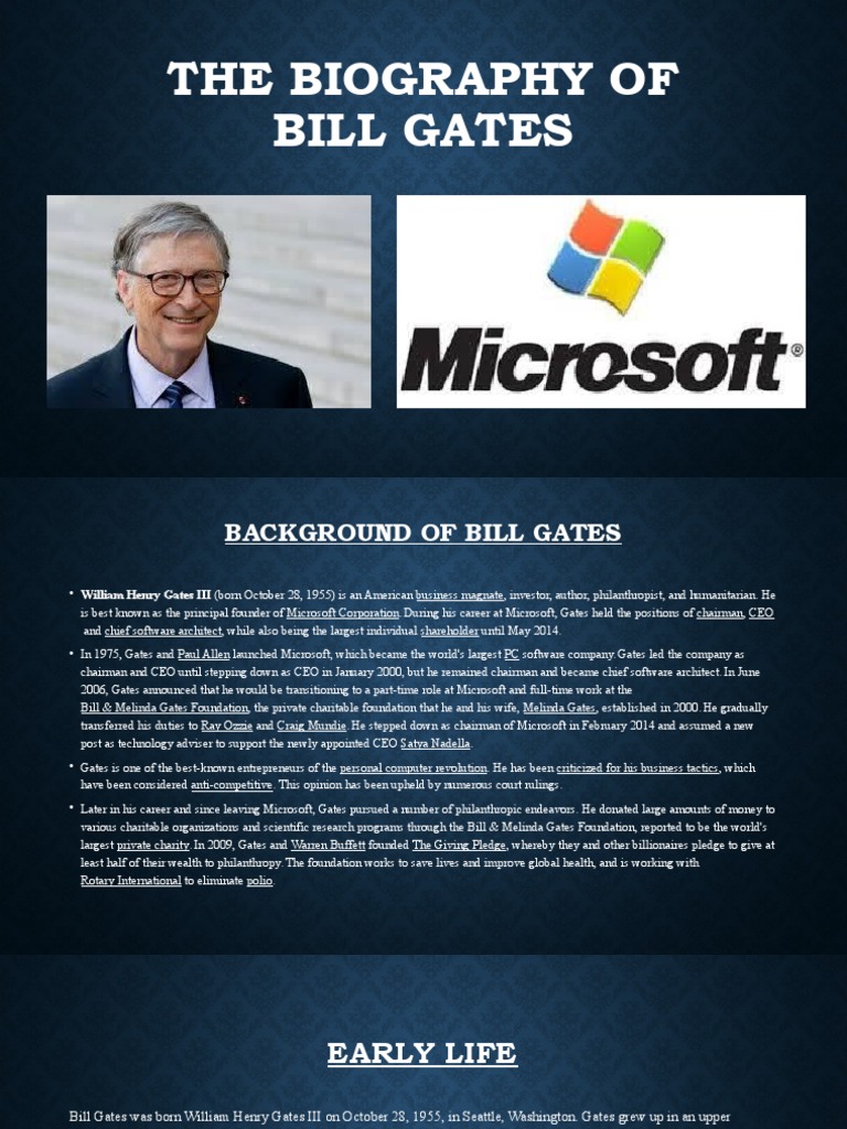Bill Gates: A Comprehensive Biography | PDF | Microsoft | Computer ...