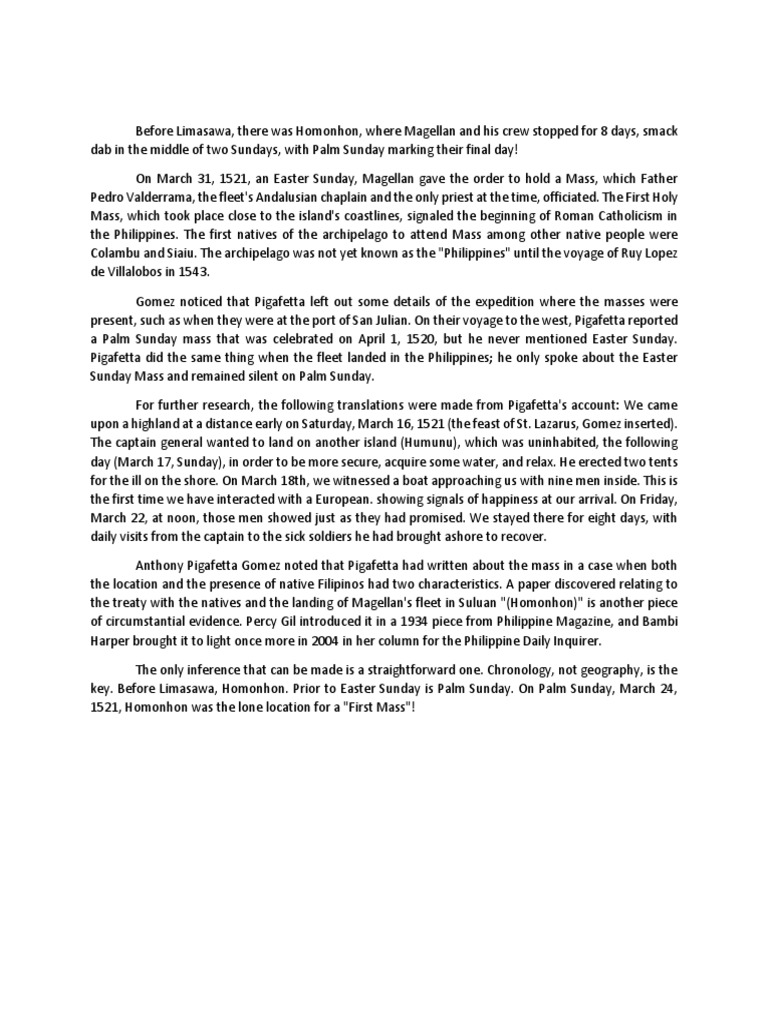 First Mass at Homonhon, 1521 | PDF
