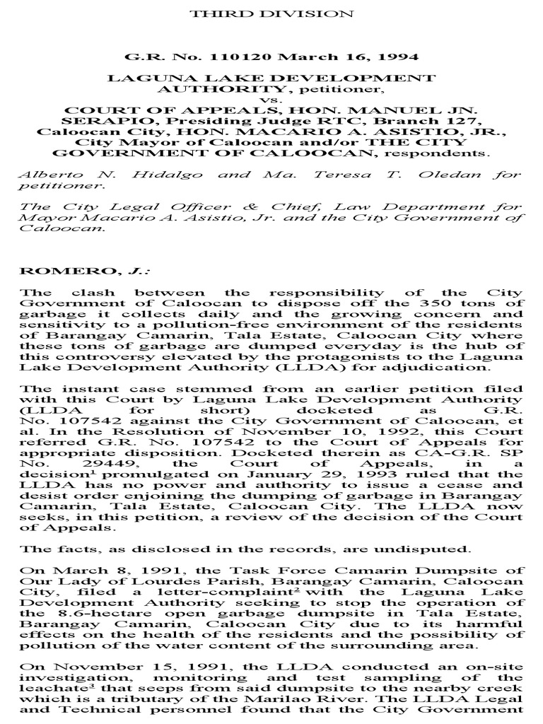 5 B Laguna Lake Development Authority vs. CA, G.R No. 110120. 1994 ...