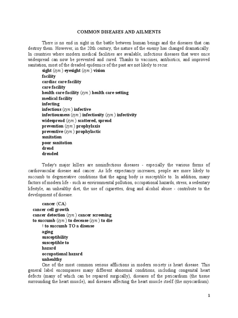 Common Diseases and Ailments | PDF