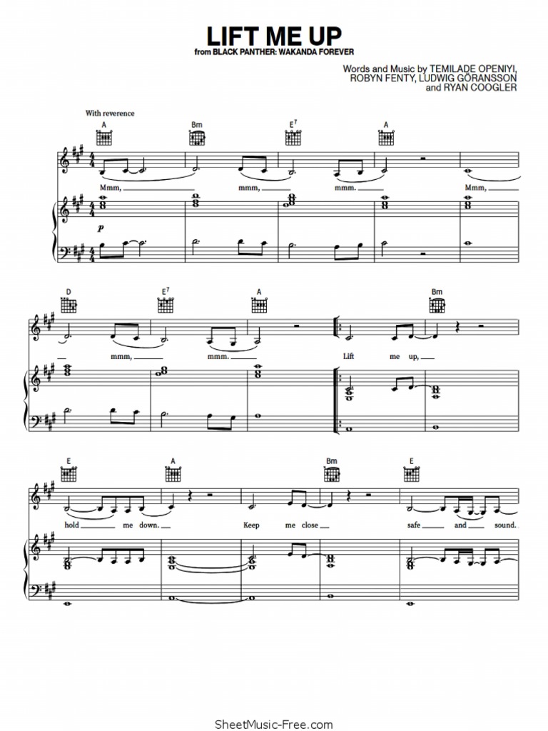 Lift Me Up Sheet Music Rihanna | PDF