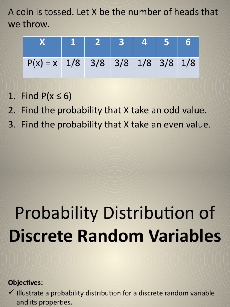 Probability Distribution of Discrete Random Variables | PDF | Probability Distribution | Random ...