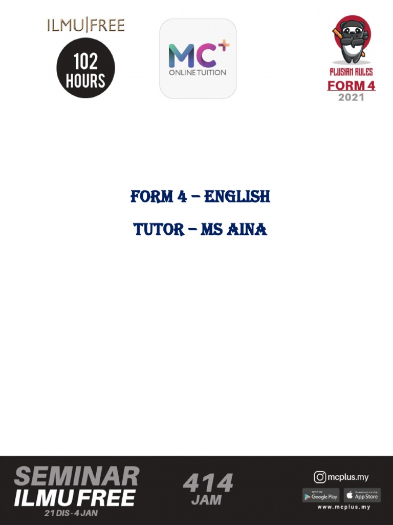 Ilmufree Form 4 English MS Aina 22.12.2020 | PDF | Cognitive Science | Cognition