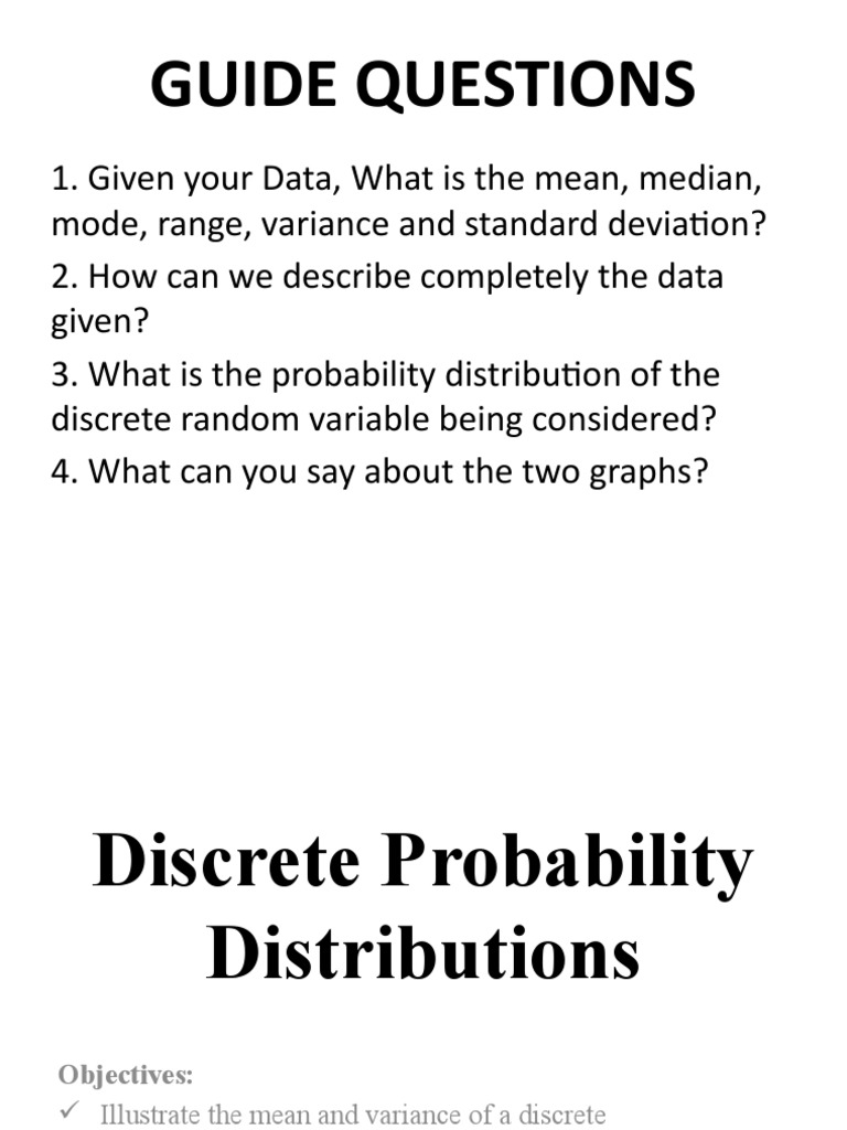 Discrete Probability Distributions | PDF | Variance | Standard Deviation