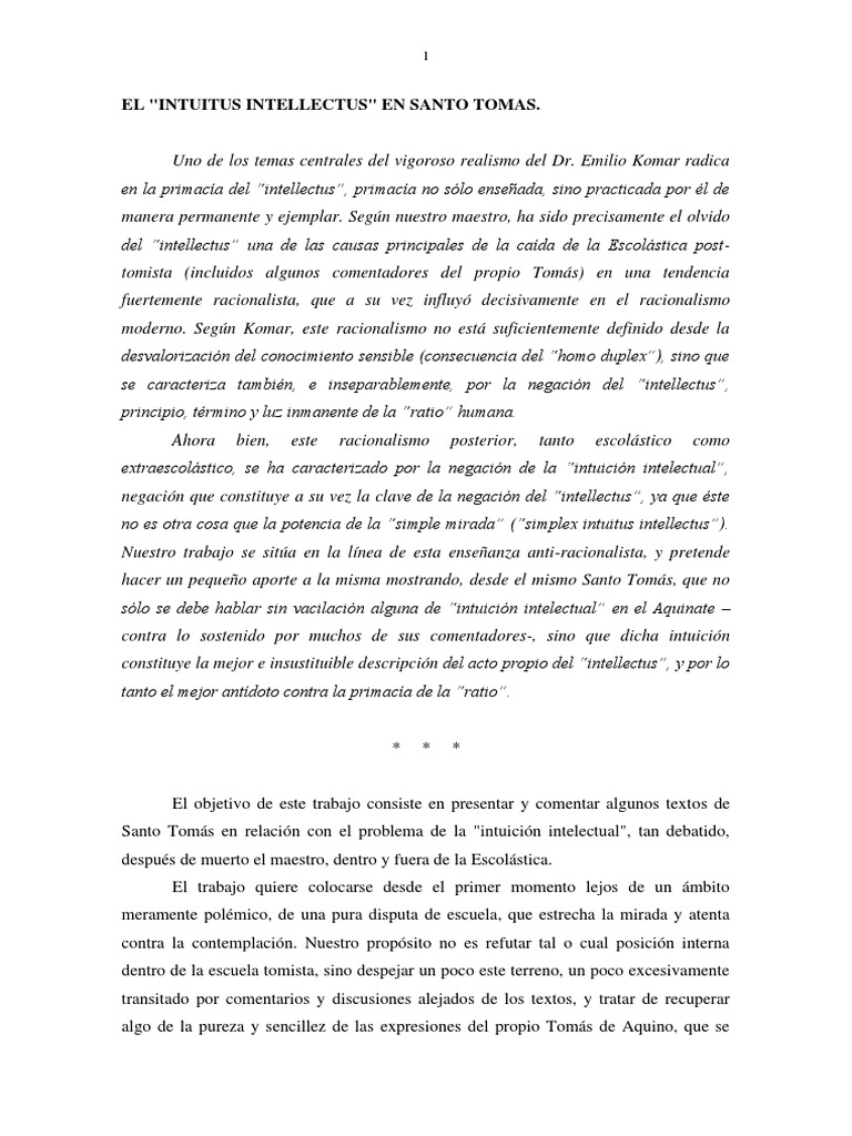 El Intuitus Intellectus en Santo Tomas | PDF | Tomás de Aquino ...