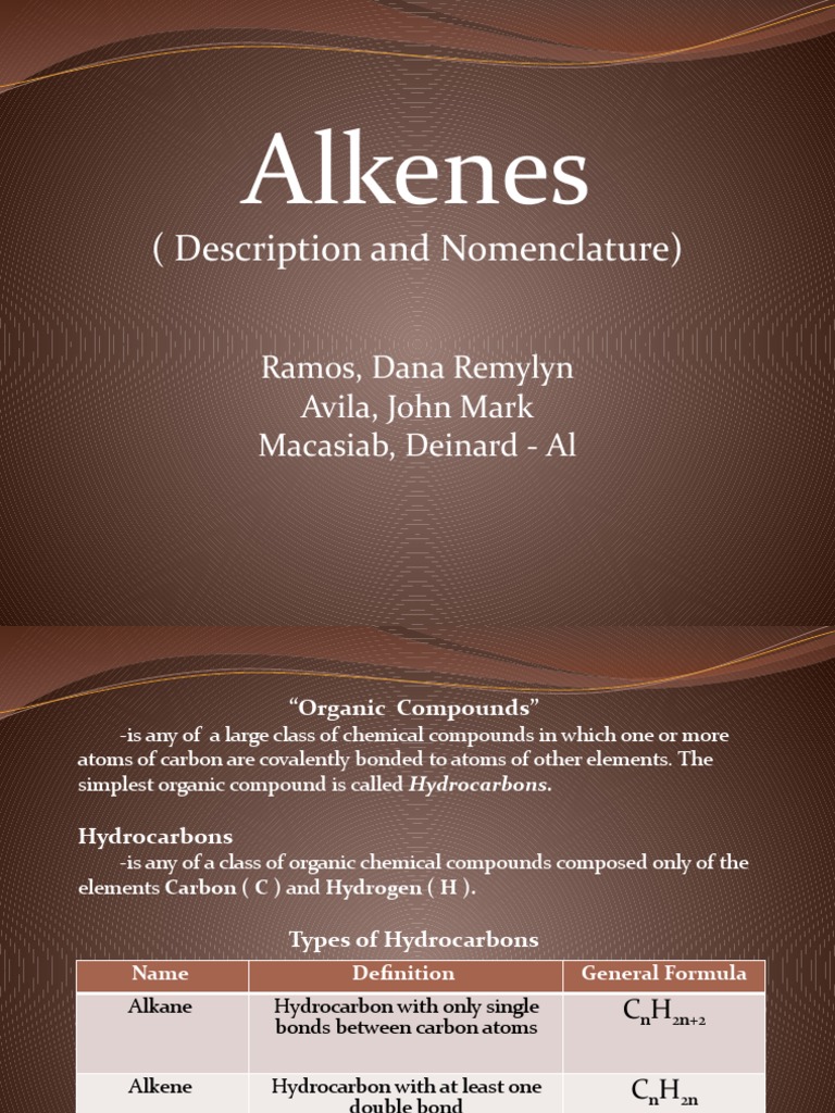 Alkenes Group | PDF | Alkene | Materials