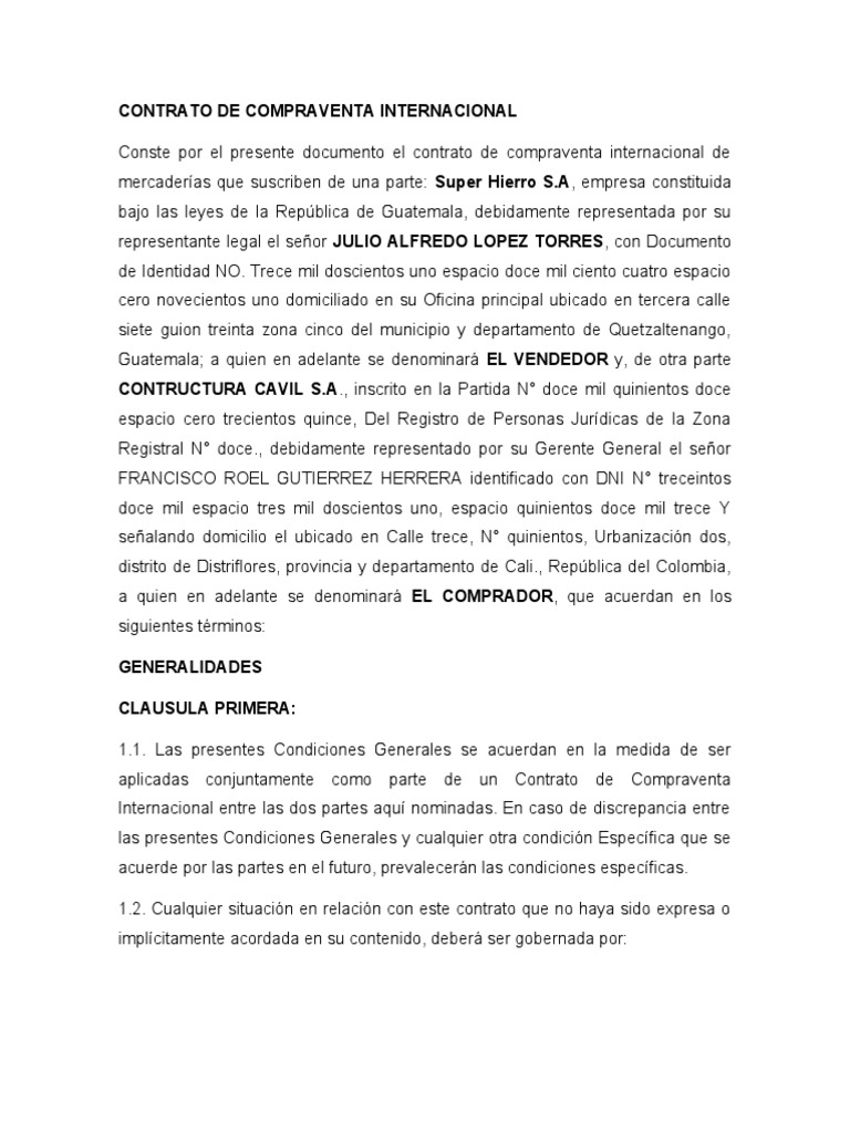 Contrato de Compraventa Internacional | PDF | Business | Economias