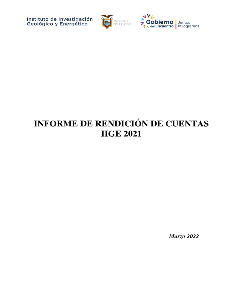 1 Informe de Rendicion de Cuentas Iige 2021 Junio 2022 | PDF | Minería | Uso eficiente de energía