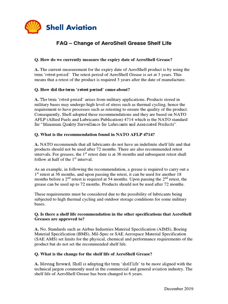 AeroShell Grease Shelf Life Update | PDF | Shelf Life | Lubricant