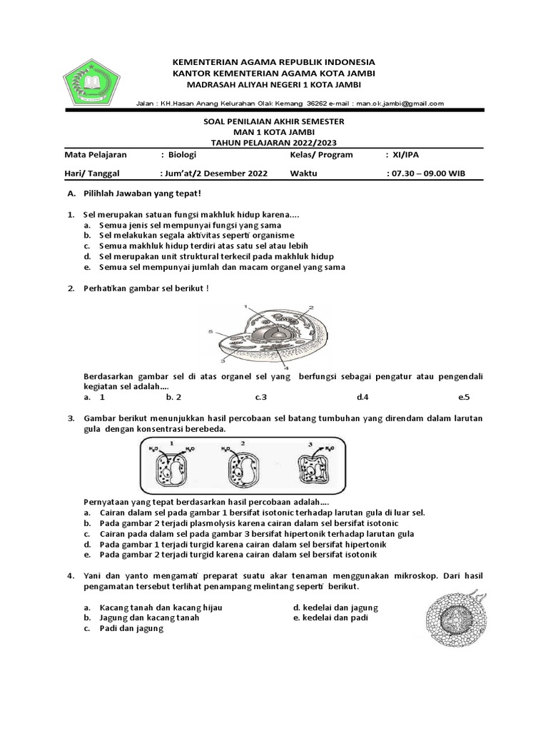 Soal Kelas XI Bio Ganjil | PDF