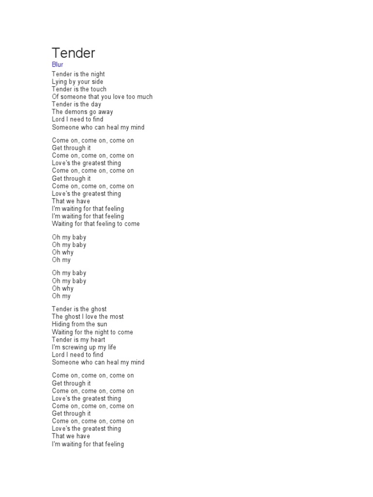 Blur - Tender | PDF
