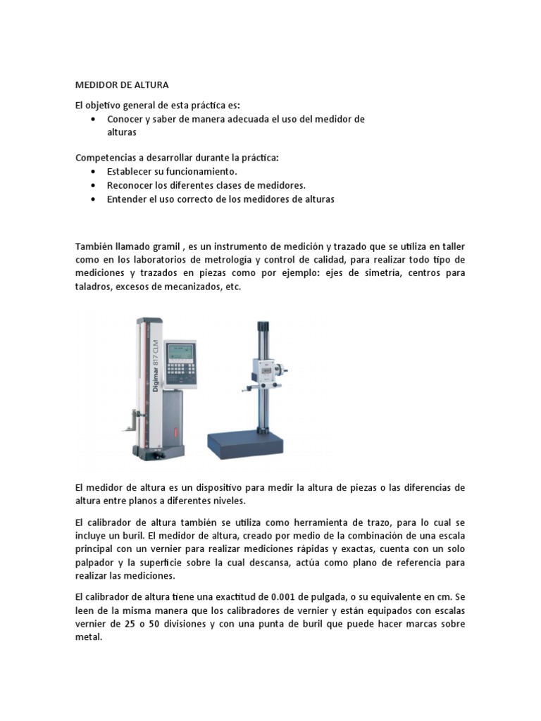 Medidor de Alturas | PDF | Medición | Tornillo