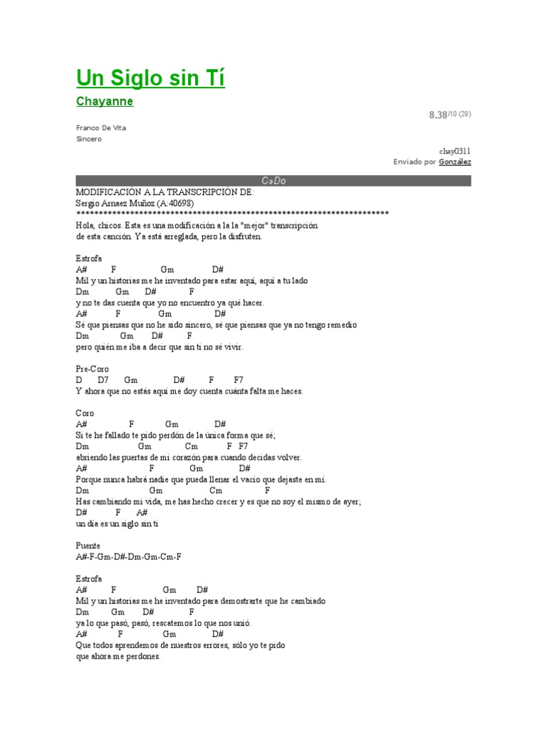 Chayanne - Un Siglo sin Tí | PDF