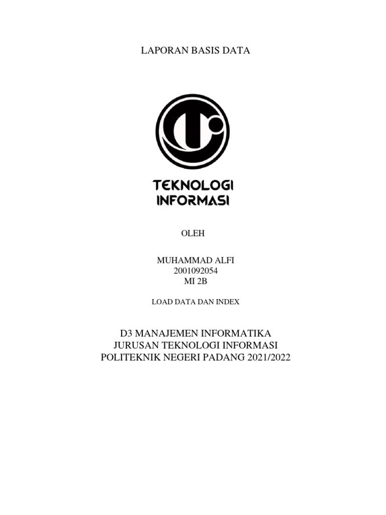 Laporan Basis Data Load Dan Index | PDF | Metode & Bahan Ajar ...