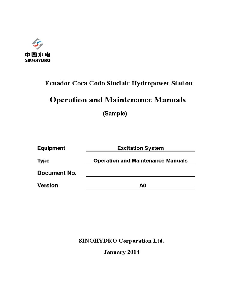 Operation and Maintenance Manuals Sample-Excitation System | PDF ...