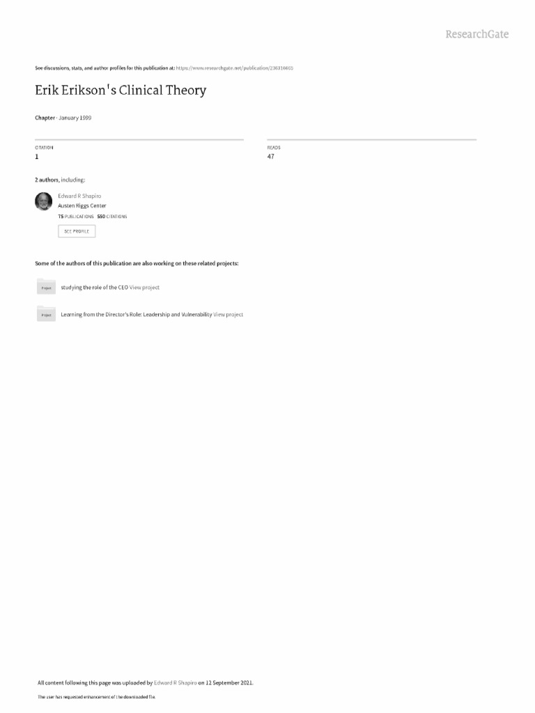 Eriksonian Clinical Theory | PDF | Psychotherapy | Psychoanalysis