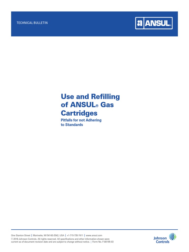 Use and Refilling of Ansul Gas Cartridges: Technical Bulletin | PDF