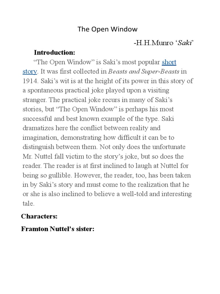 The Open Window | PDF | Saki | Deception