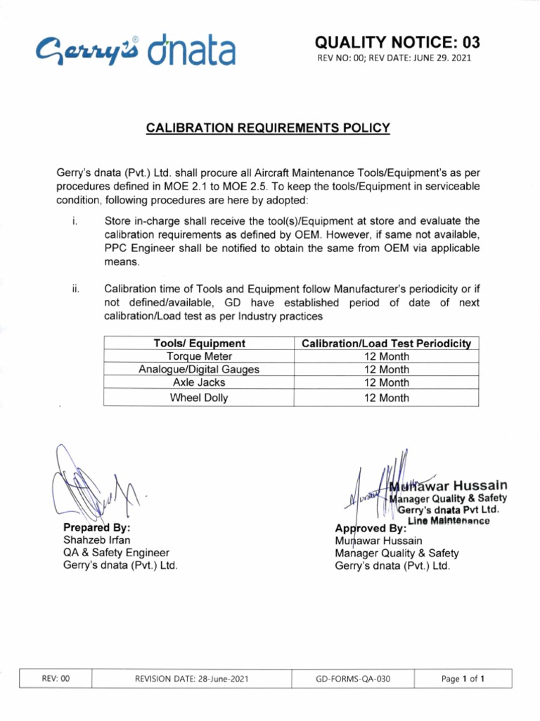 Quality Notice No 03 | PDF