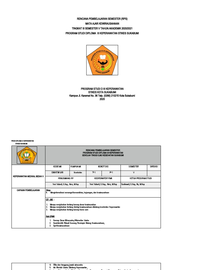 RPS KWU Edisi Revisi | PDF