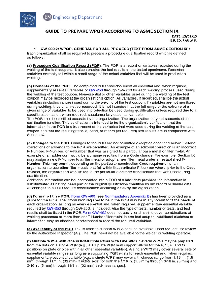 WPQR Preparation Guide for ASME IX | PDF | Welding | Construction