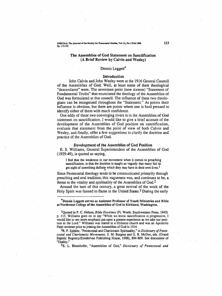 Calvin, Wesley and the Assemblies of God: Tracing the Influence of ...