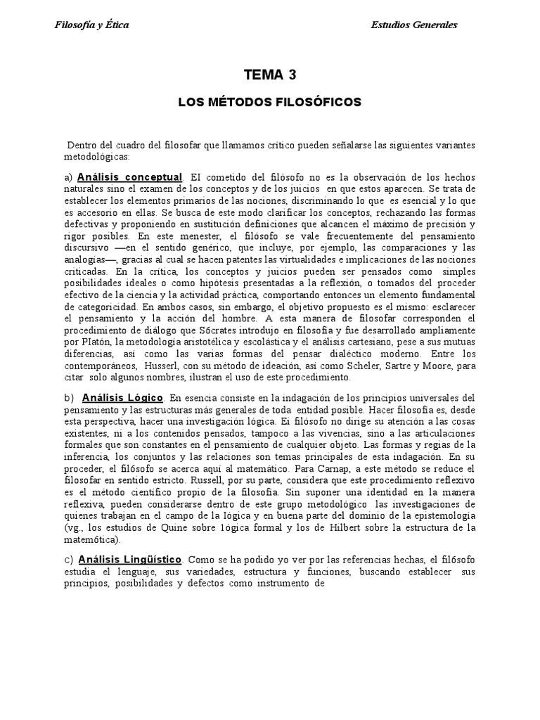 Separata 3 - Métodos Filosóficos | PDF | Pensamiento | Metafísica