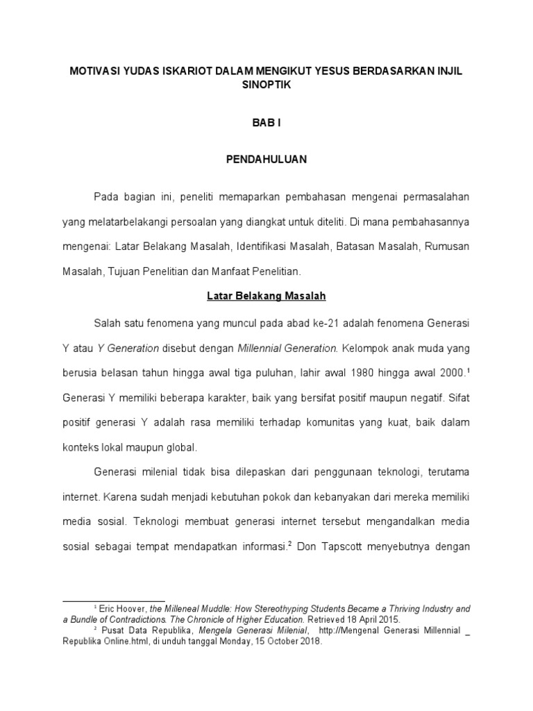 Motivasi Yudas Iskariot Dalam Mengikut Yesus Berdasarkan Injil Sinoptik ...