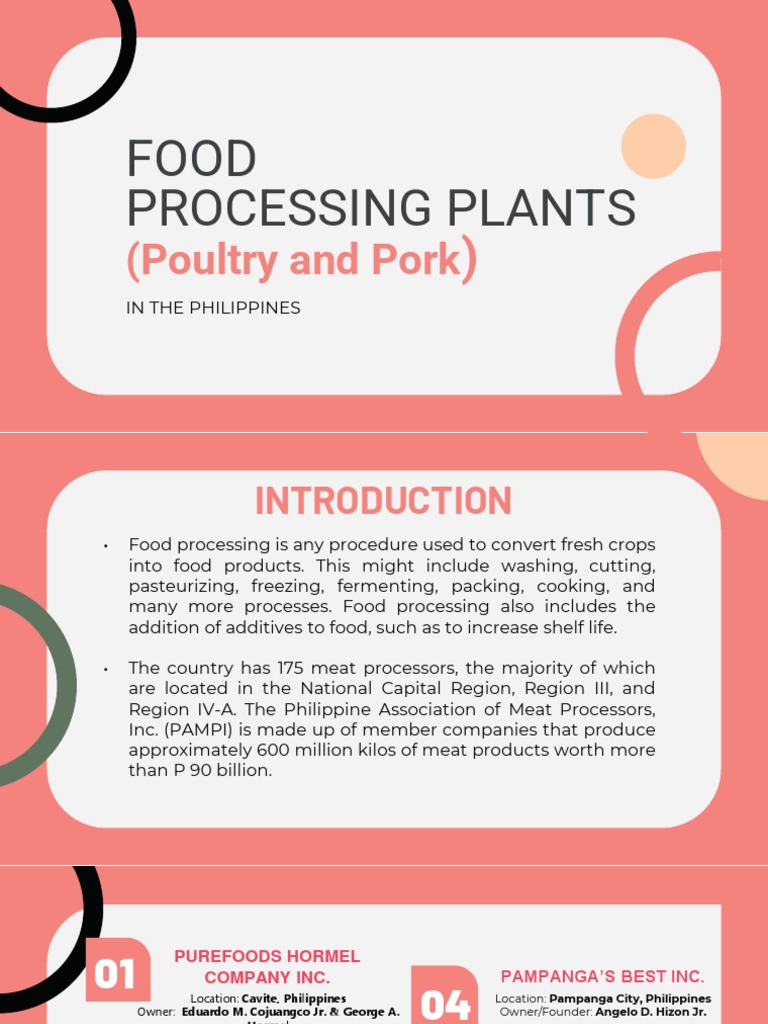 An Overview of Major Poultry and Pork Food Processing Plants in the Philippines: Operations ...