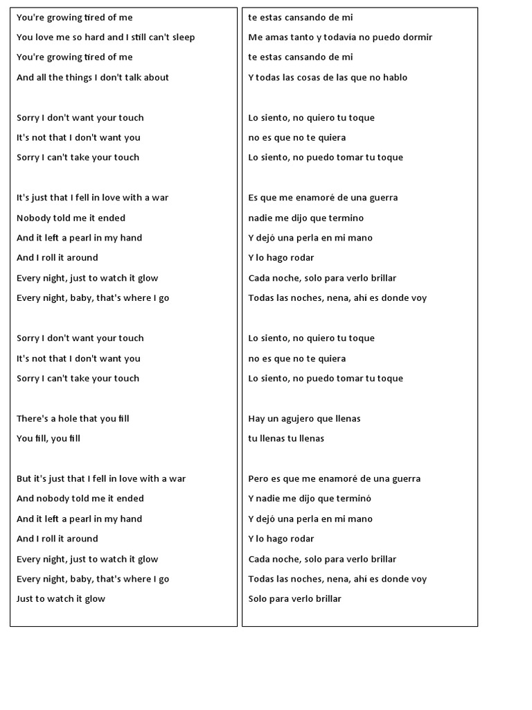 Canción en Ingles y Español | PDF