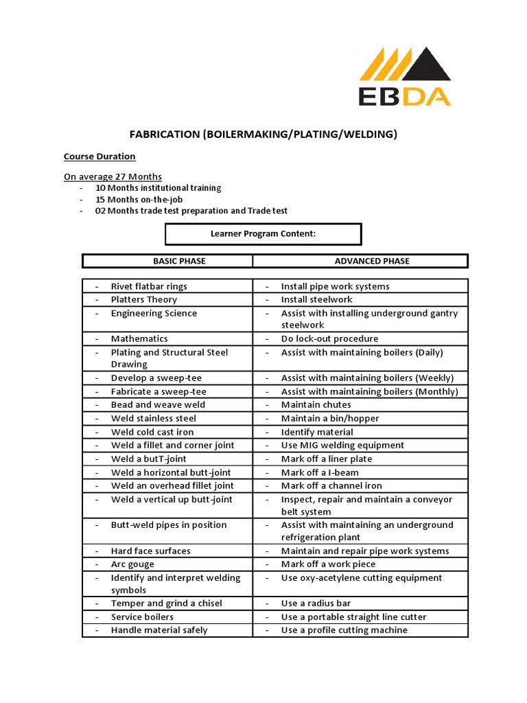 Fabrication (Boilermaking, Plating, Welding) | PDF | Welding | Construction