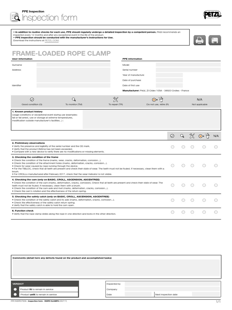 Checklist - Ascenders - Petzl Hand & Chest - 050717 | PDF