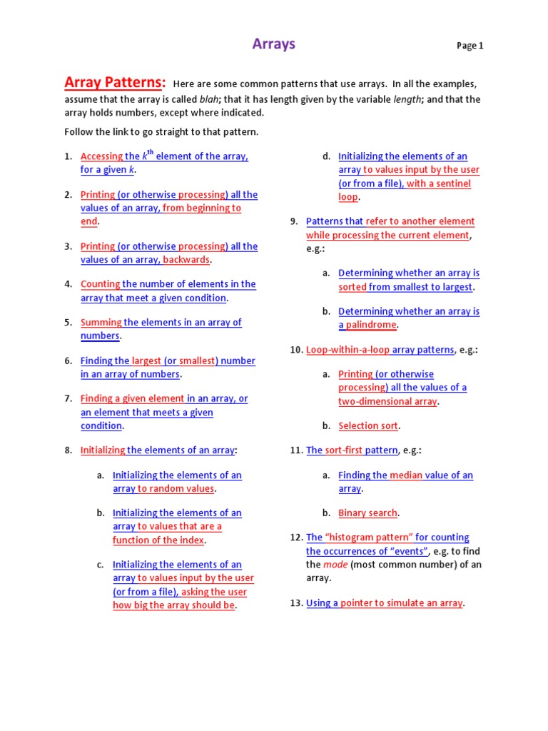 Array Patterns | PDF | Array Data Structure | Summation Array Patterns | PDF | Array Data Structure | Summation