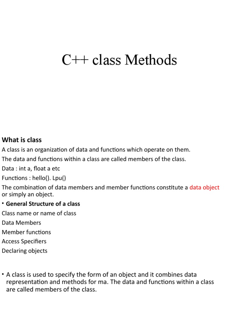 C Class Methods Pdf