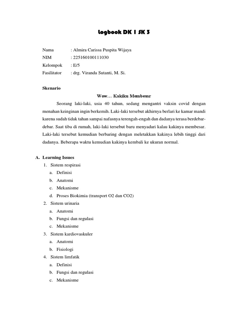 Logbook DK 1 SK 3 - 225160100111030 - Almira Carissa Puspita Wijaya | PDF