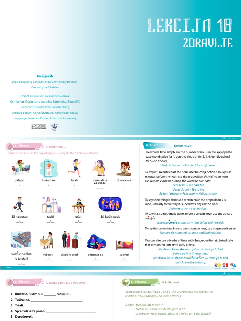 Lekcija 18 Zdravlje | PDF | Plural | Grammatical Gender