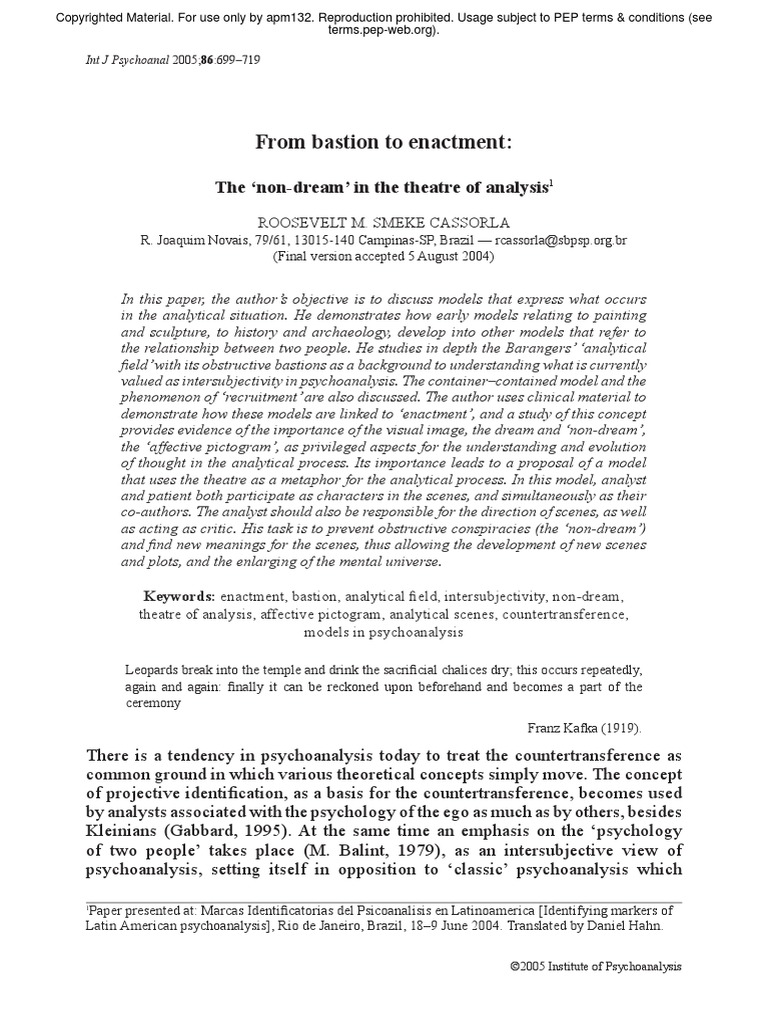 Cassorla Bastion | PDF | Psychoanalysis | Thought