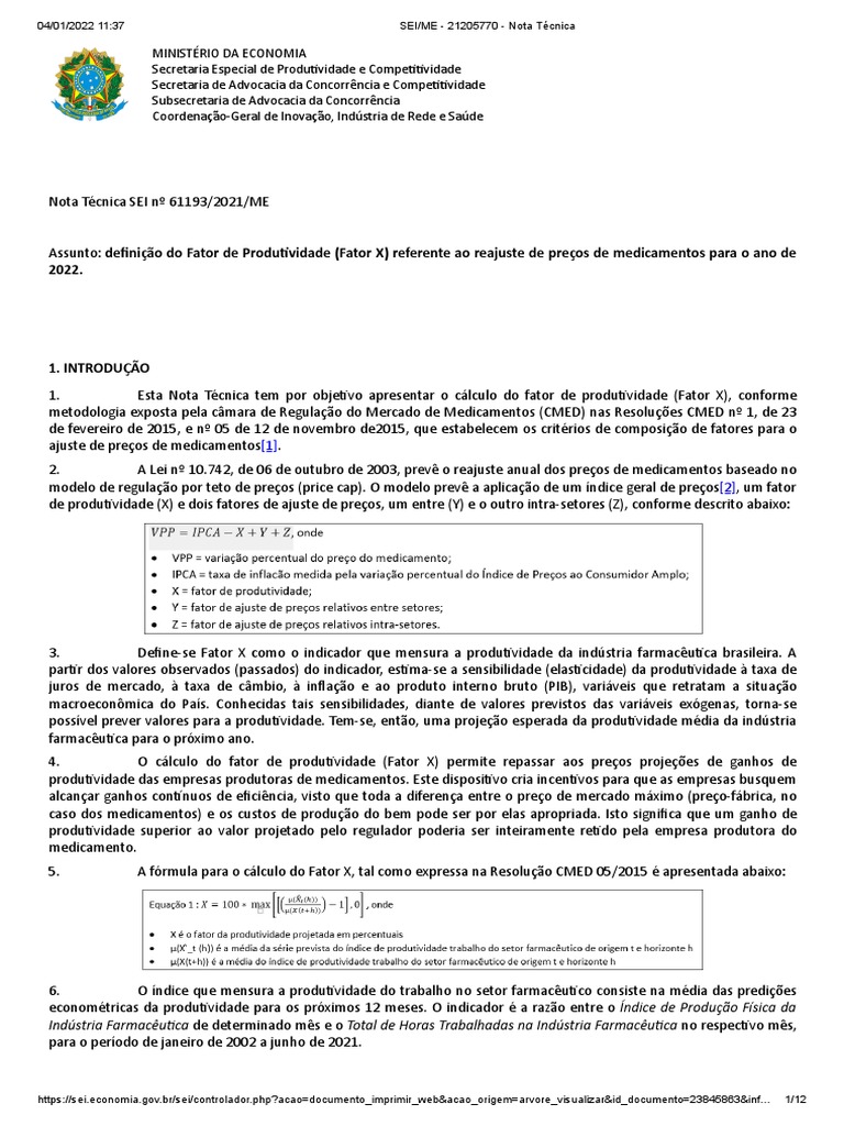 SEI - ME - 21205770 - Nota Técnica SEI N. 61193 - 2021 - ME | PDF | Modelo autorregressivo ...
